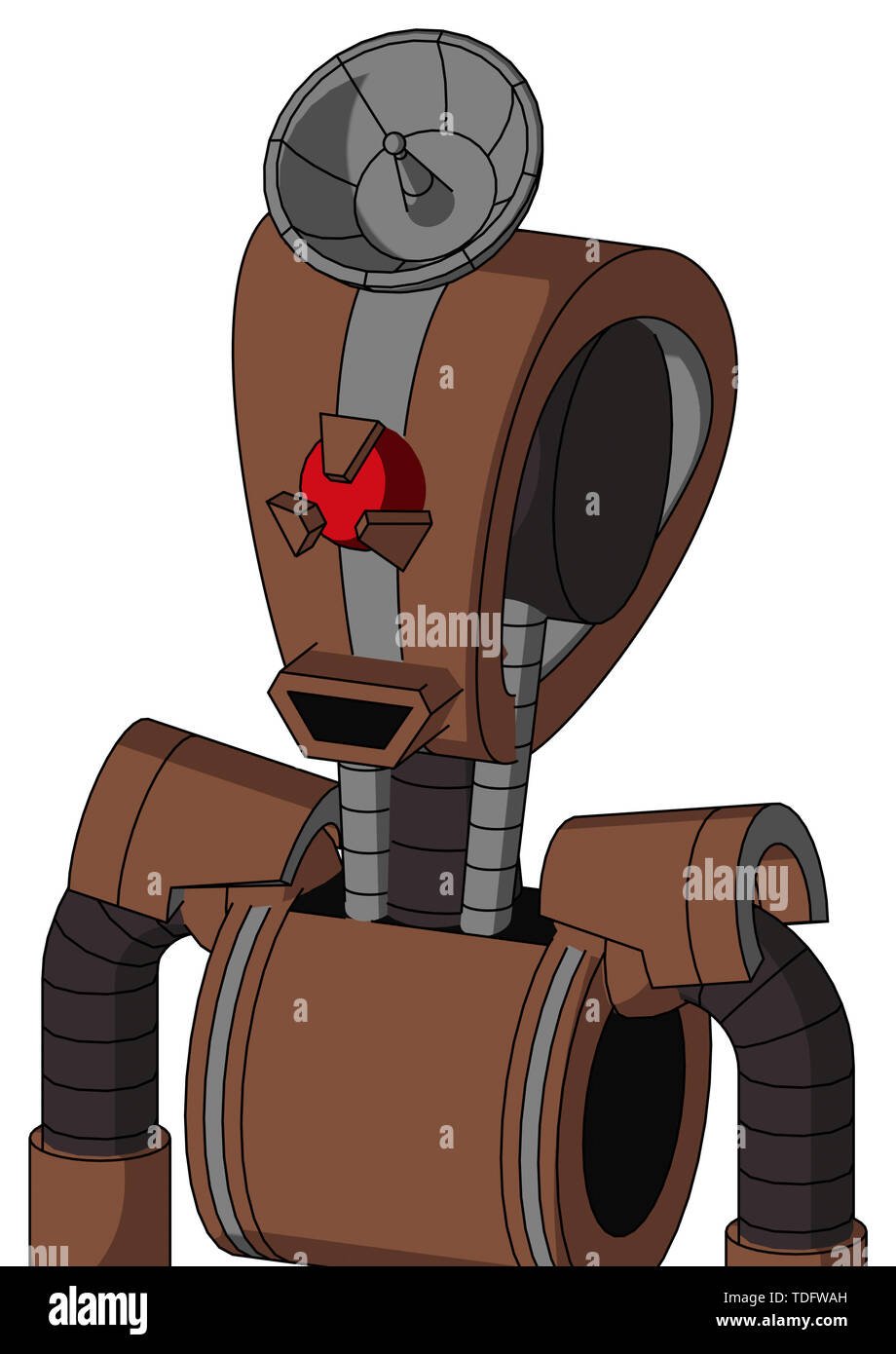 Portrait style brown mech with droid head and happy mouth and angry ...