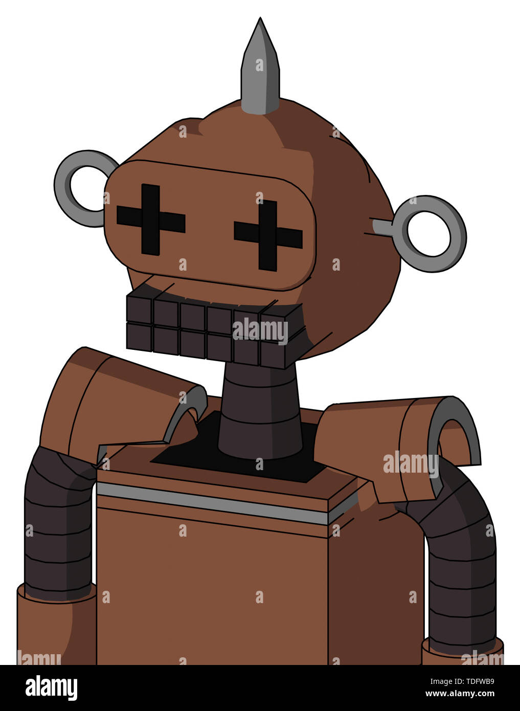 Portrait style brown mech with rounded head and keyboard mouth and plus ...