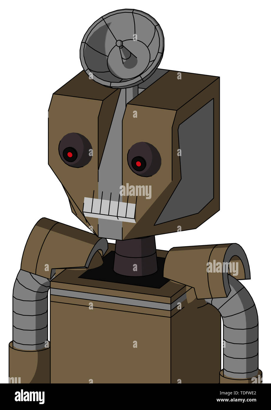 Portrait style cardboard automaton with mechanical head and teeth mouth ...