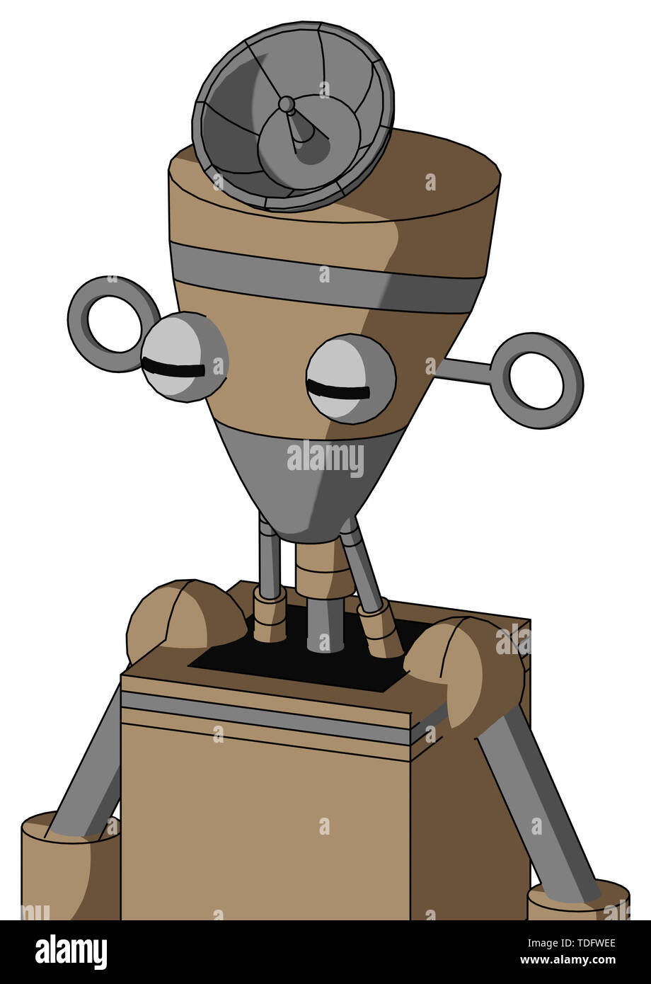 Portrait style cardboard automaton with vase head and two eyes and ...