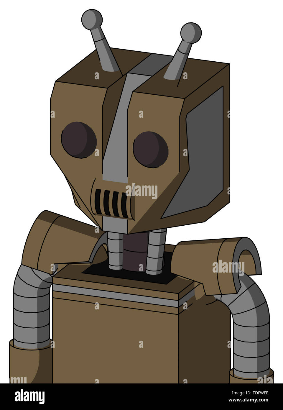 Portrait style cardboard droid with mechanical head and speakers mouth ...