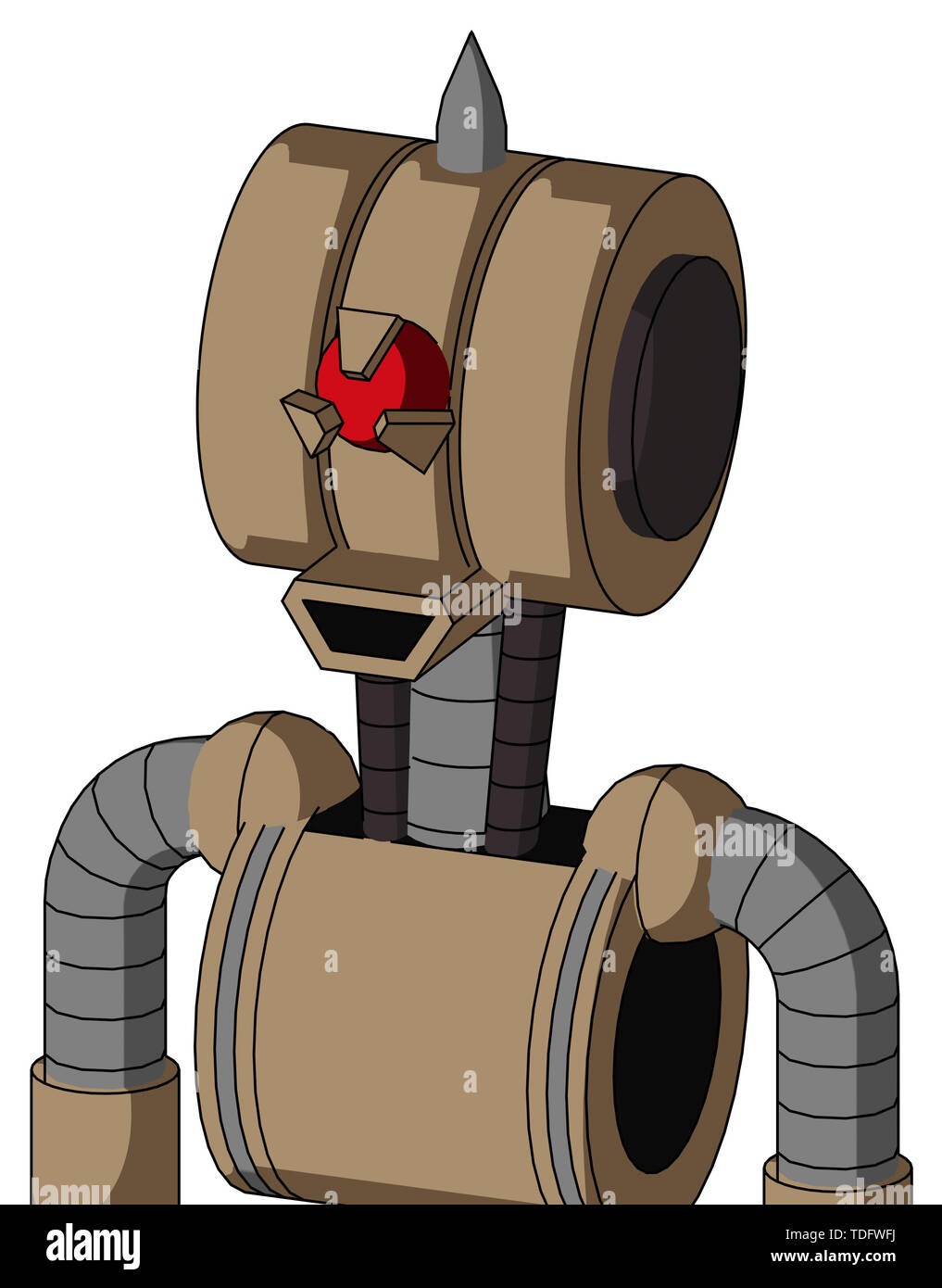 Portrait style cardboard droid with multi-toroid head and happy mouth ...