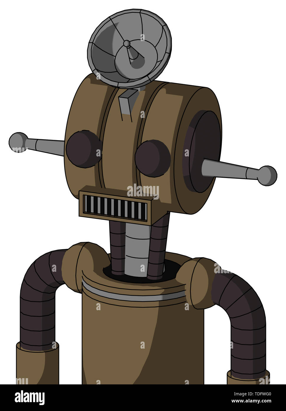 Portrait style cardboard droid with multi-toroid head and square mouth ...