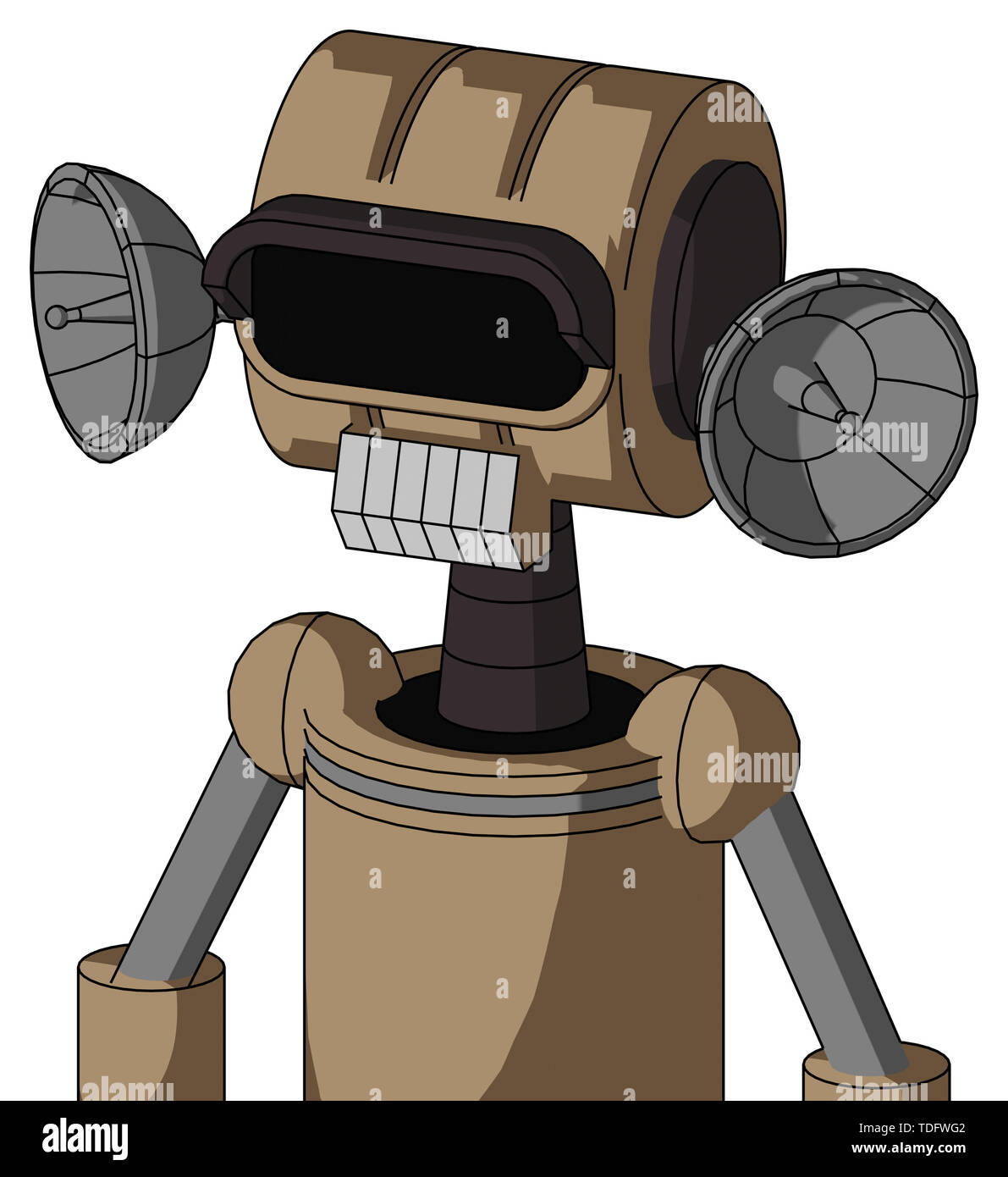 Portrait style cardboard droid with multi-toroid head and teeth mouth ...