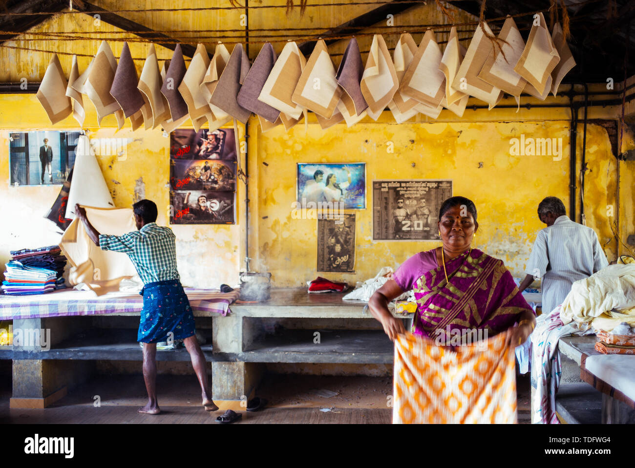 The traditional Dhobi Khana public laundry in Kochi, India Stock Photo ...