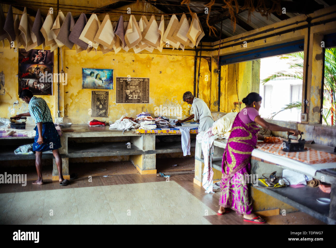 The traditional Dhobi Khana public laundry in Kochi, India Stock Photo ...