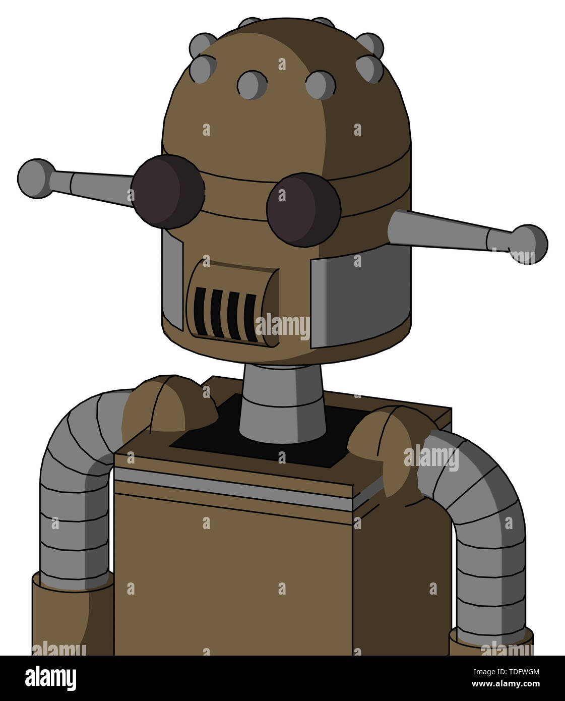 Portrait style cardboard mech with dome head and speakers mouth and two ...