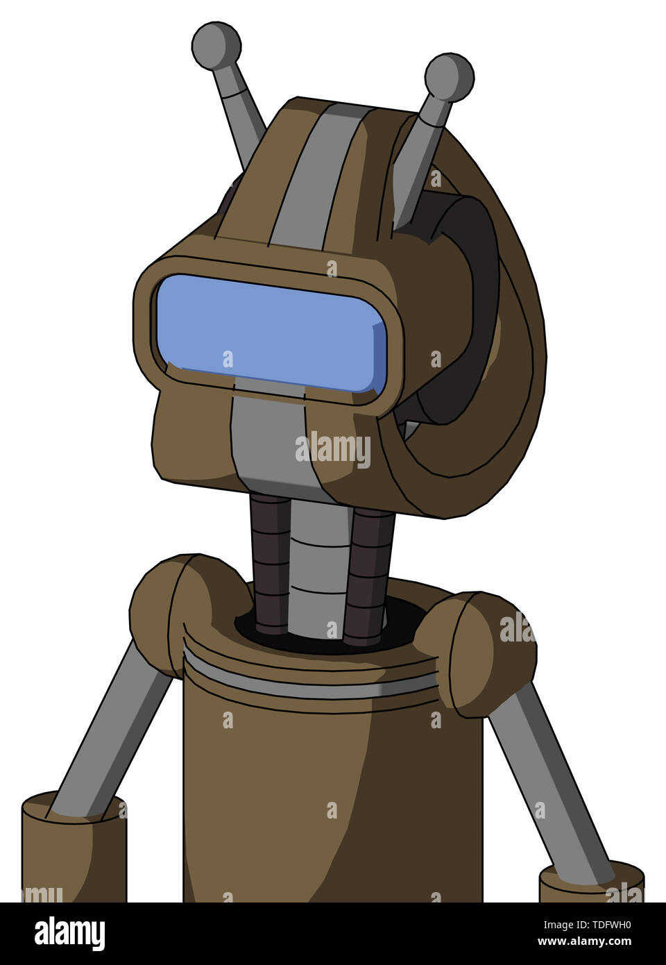 Portrait style cardboard mech with droid head and large blue visor eye ...