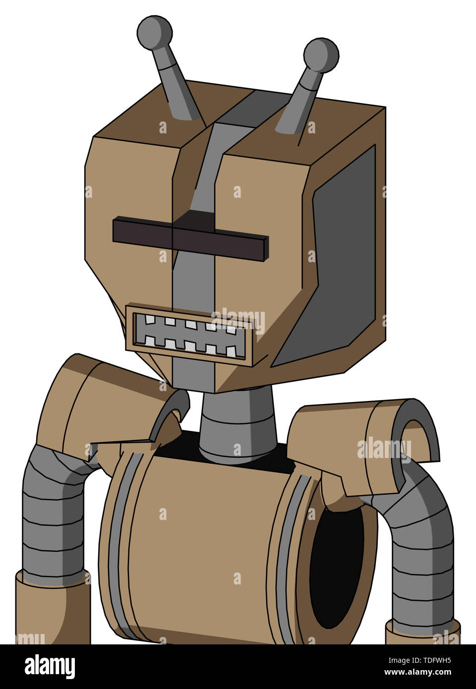 Portrait style cardboard mech with mechanical head and square mouth and ...