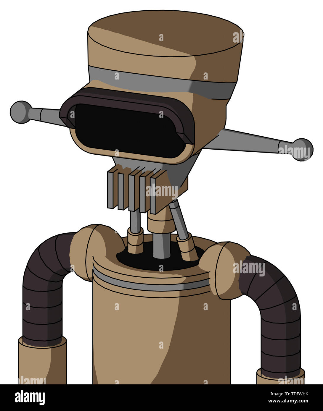 Portrait style cardboard mech with vase head and vent mouth and black ...