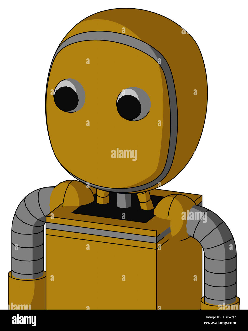 Portrait style dark-yellow automaton with bubble head and two eyes ...