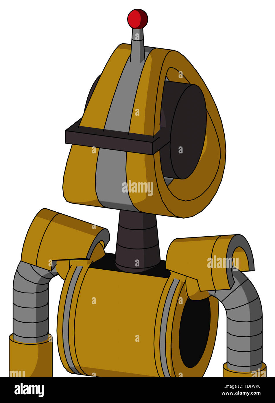 Portrait style dark-yellow automaton with droid head and black visor ...
