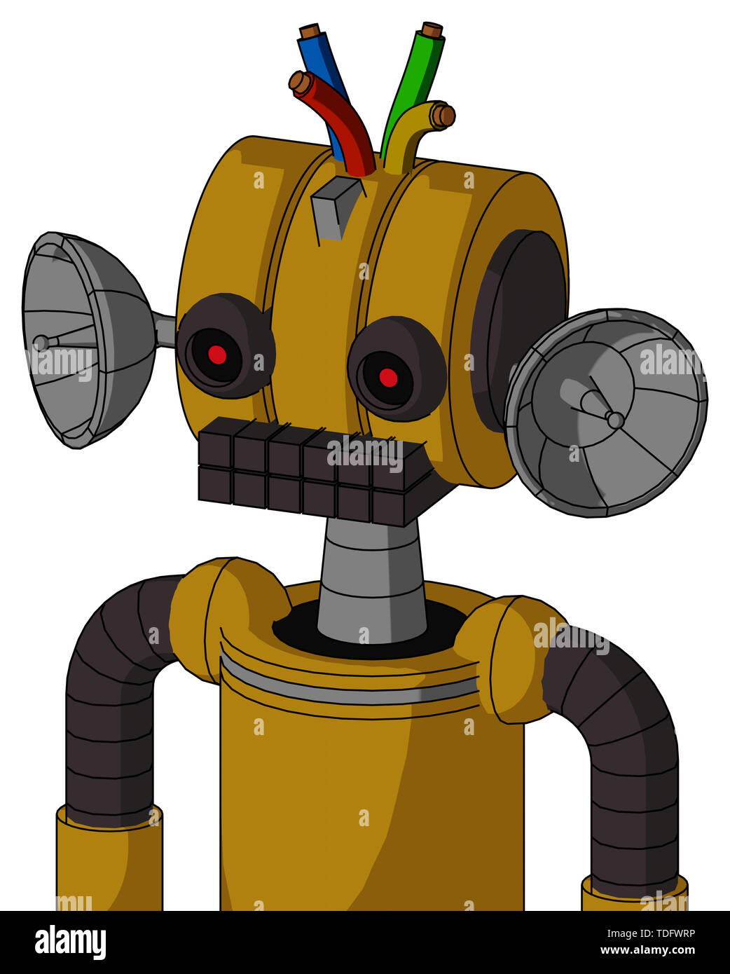 Portrait style dark-yellow automaton with multi-toroid head and ...