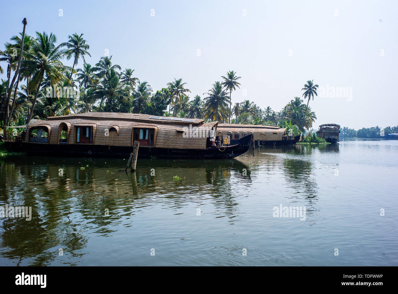 Traditional Indian Houseboats cruise down the Kerala backwater near ...