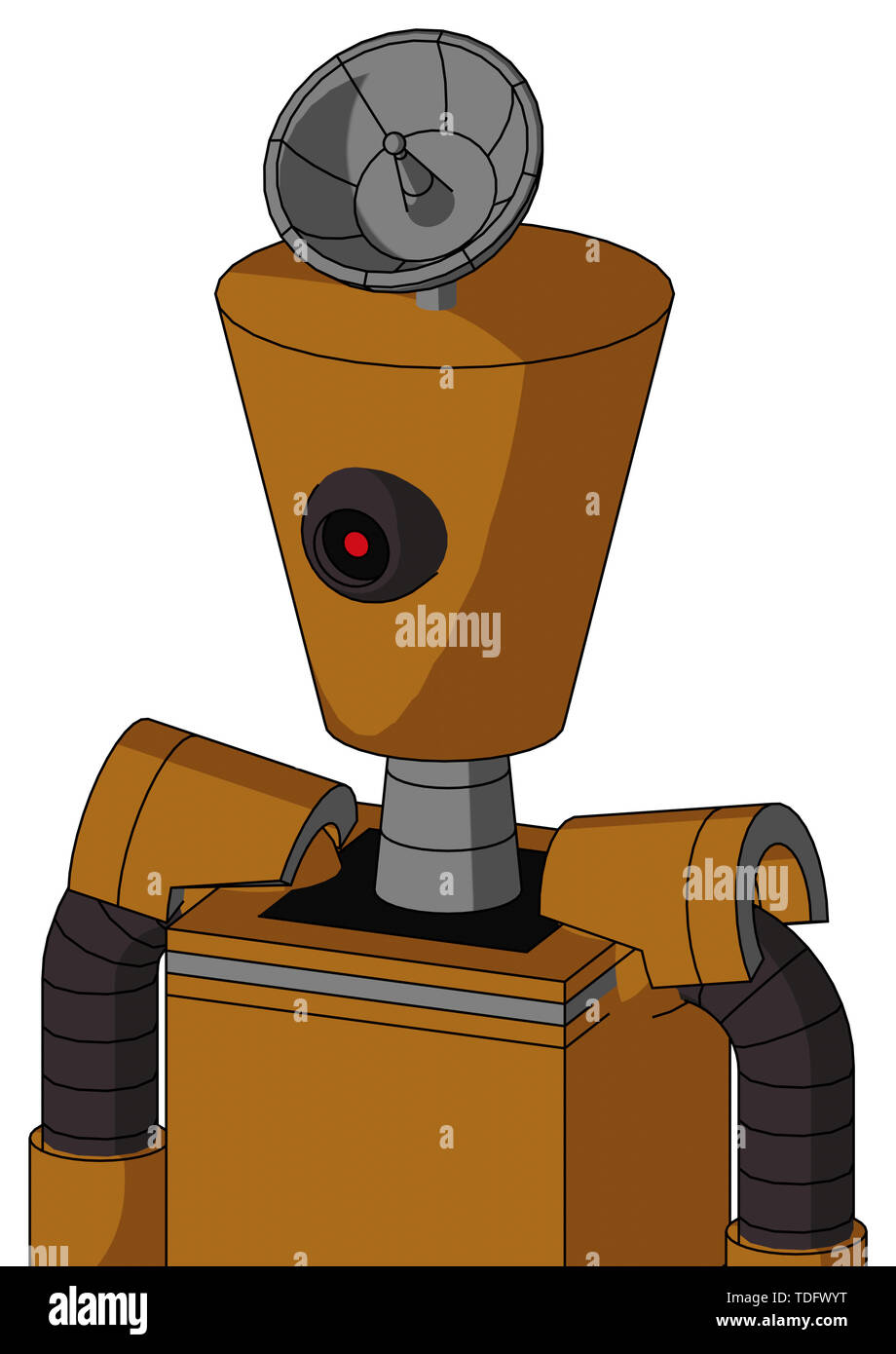 Portrait style dirty-orange mech with cylinder-conic head and black ...