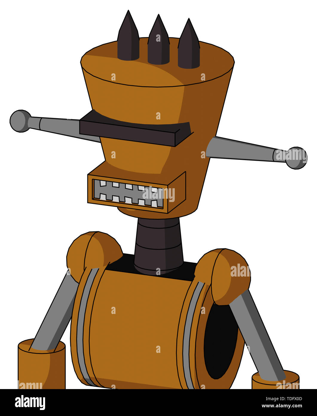 Portrait style dirty-orange mech with cylinder-conic head and square ...