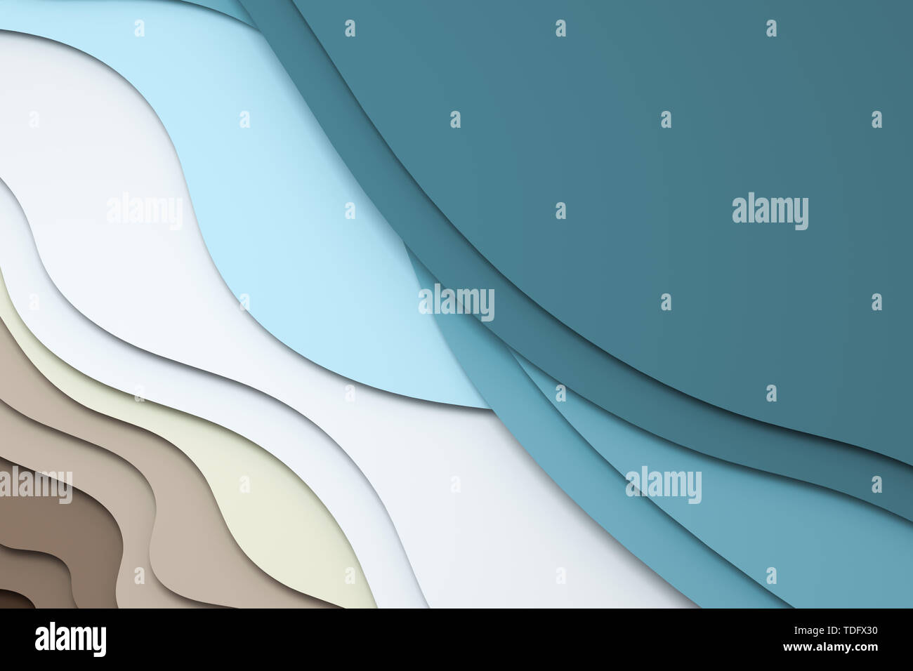 Three-dimensional rendering, curved cardboard light color background ...