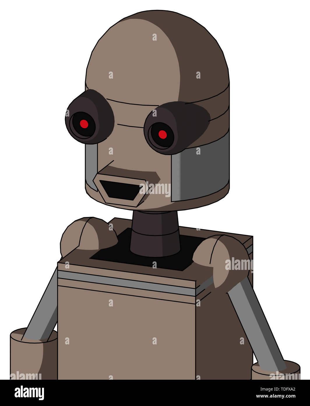 Portrait style gray robot with dome head and happy mouth and black ...
