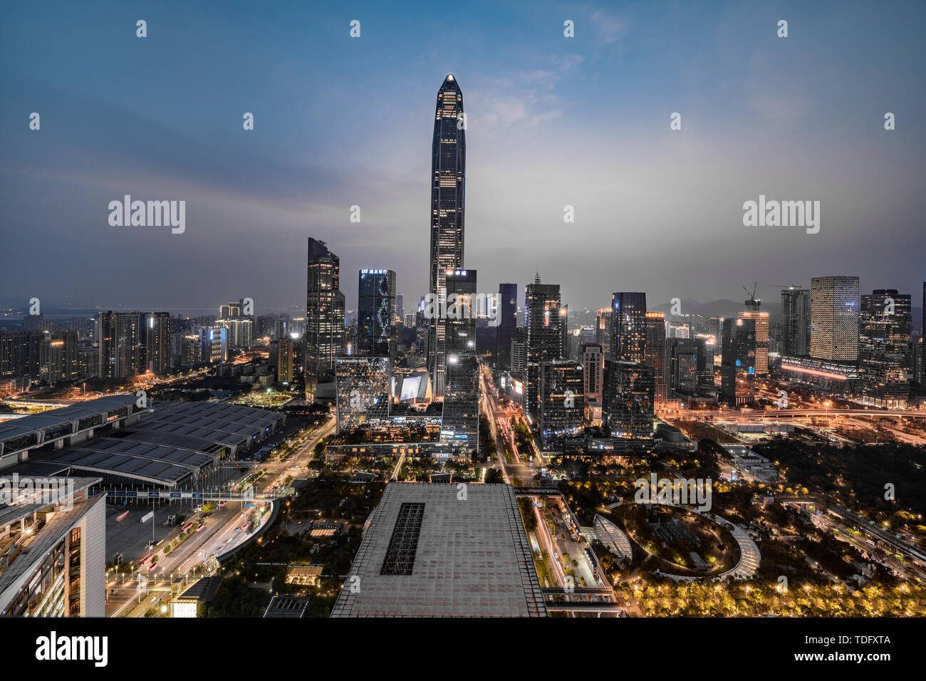 Shenzhen city skyline architectural scenery night view Stock Photo - Alamy