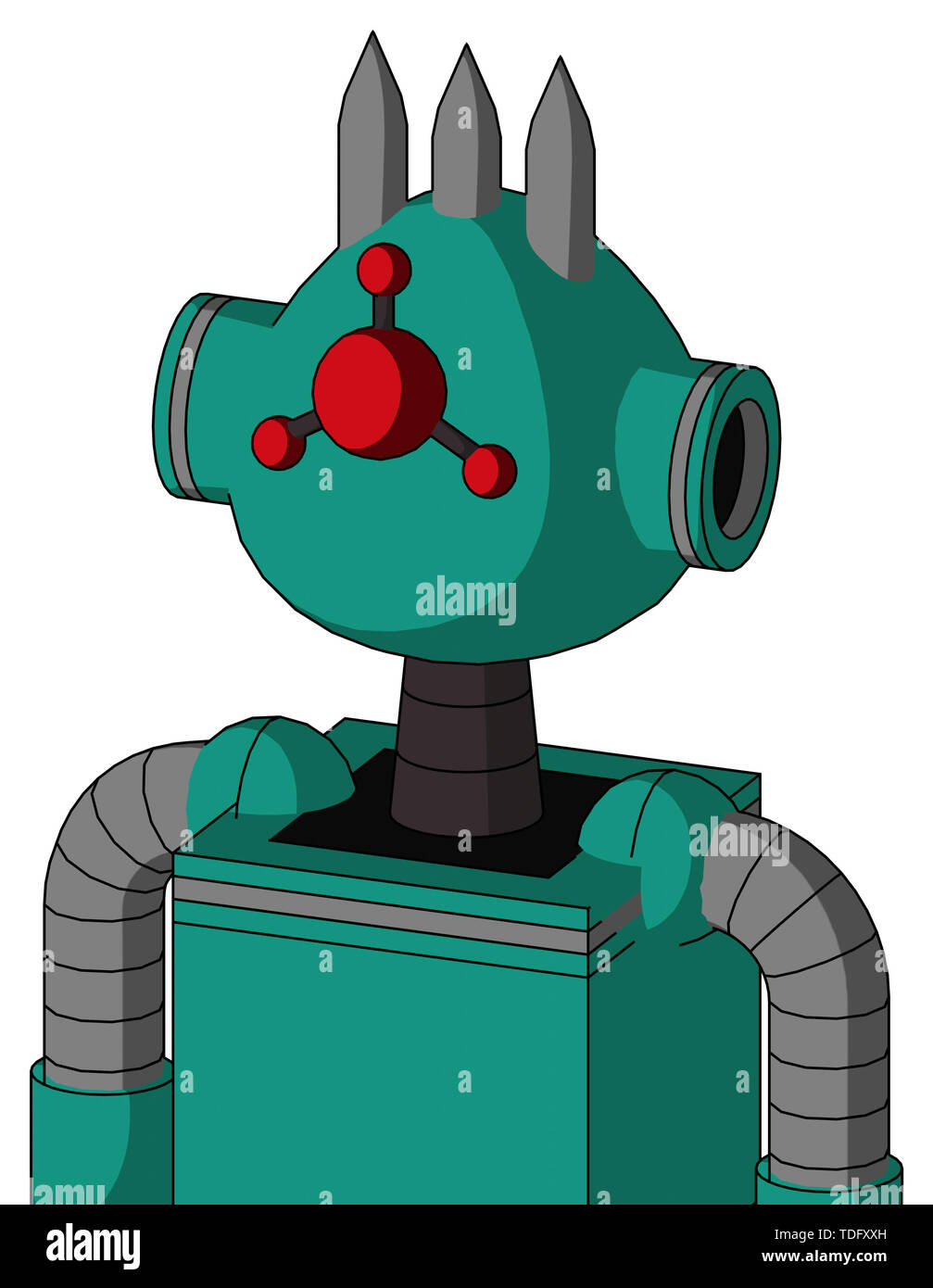 Portrait style green automaton with rounded head and cyclops compound ...