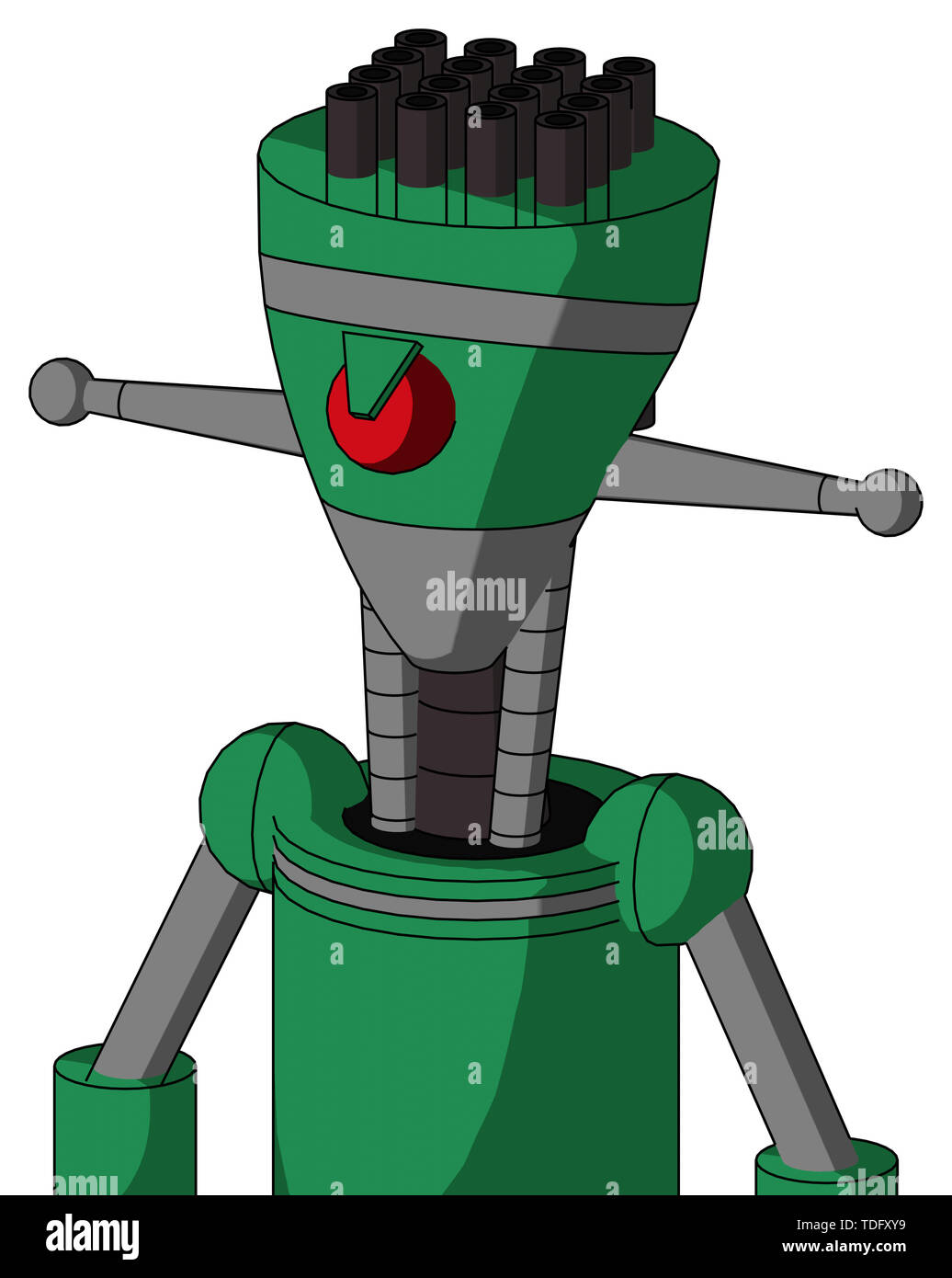 Portrait style green automaton with vase head and angry cyclops and ...