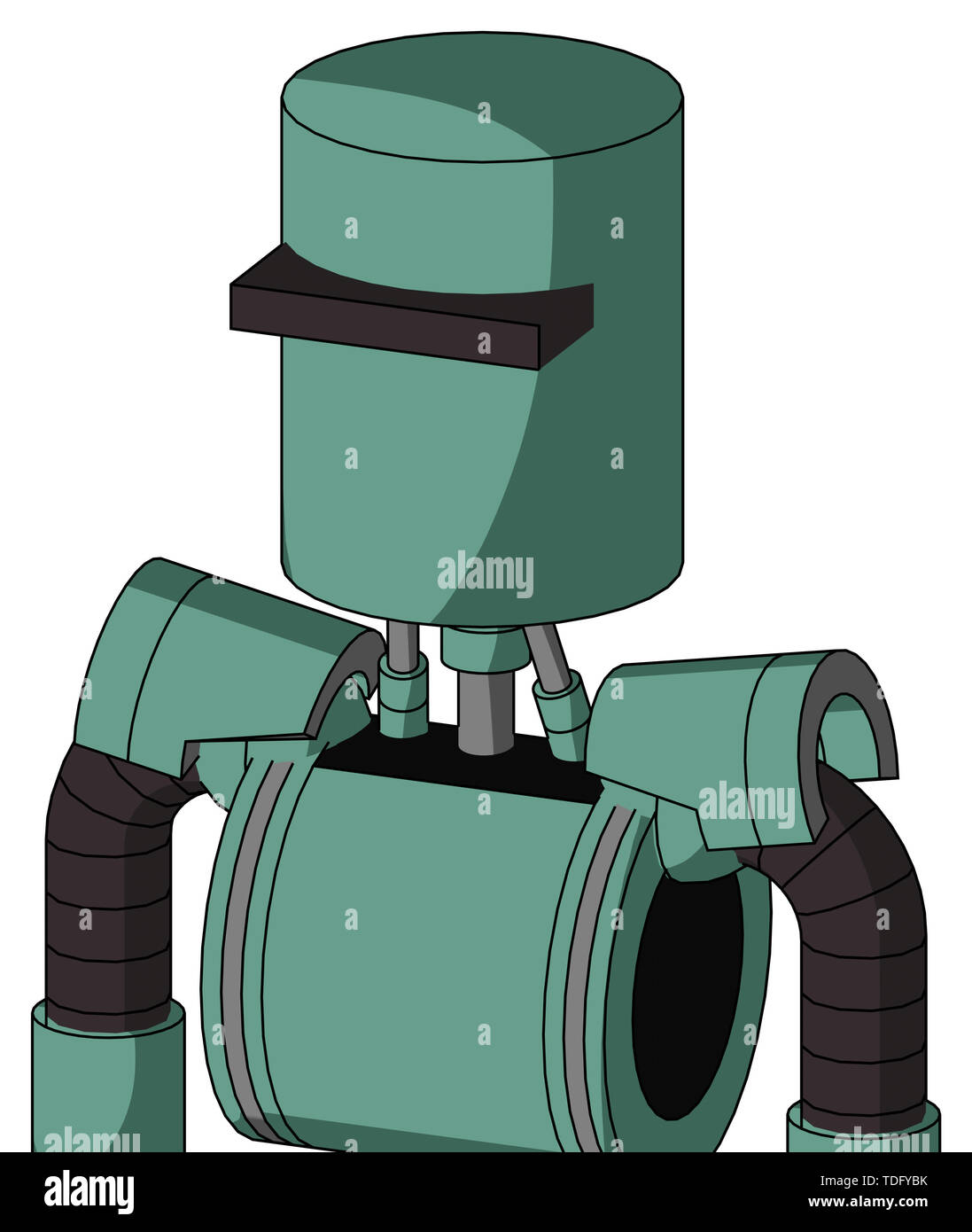 Portrait style green mech with cylinder head and black visor cyclops ...