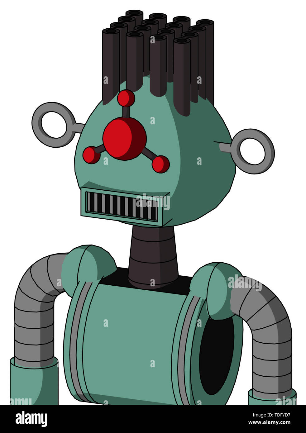 Portrait style green mech with rounded head and square mouth and ...
