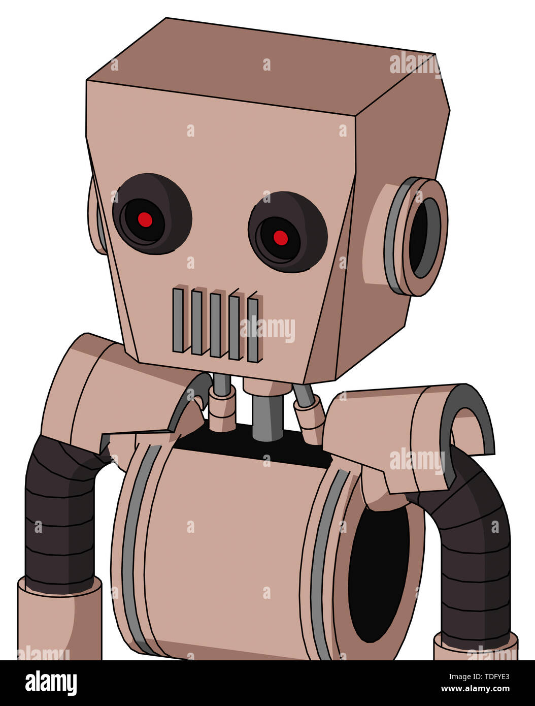 Portrait style light-peach mech with box head and vent mouth and black ...