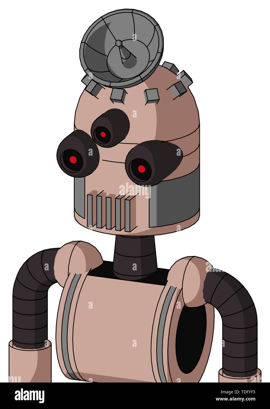 Portrait style light-peach mech with dome head and vent mouth and three ...