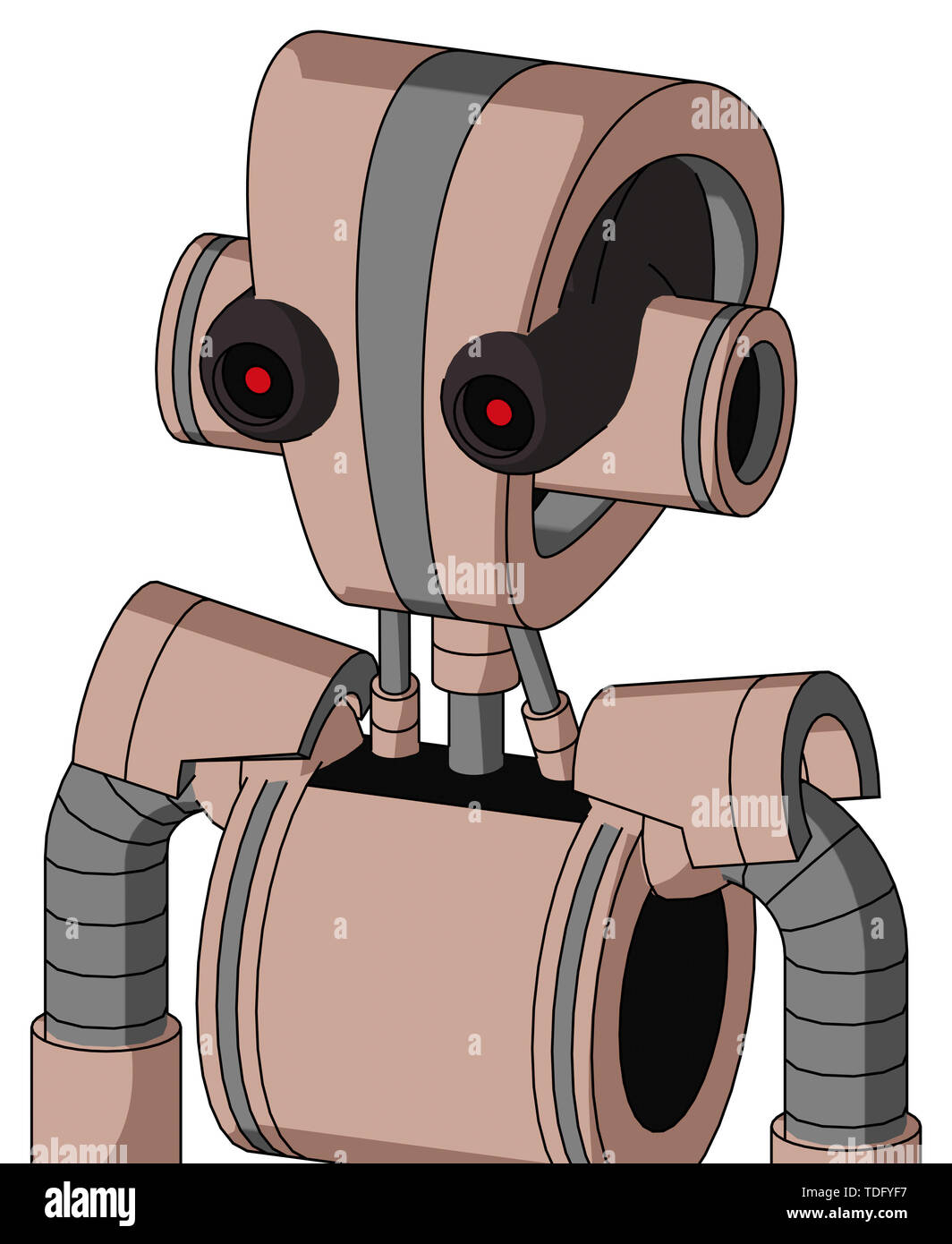 Portrait style light-peach mech with droid head and black glowing red ...