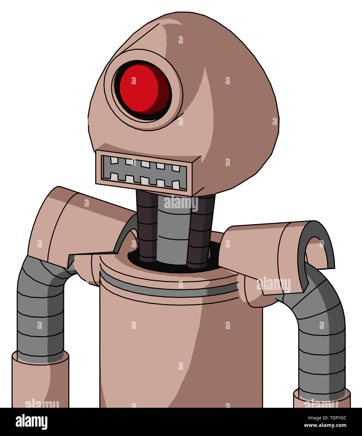 Portrait style light-peach mech with rounded head and square mouth and ...