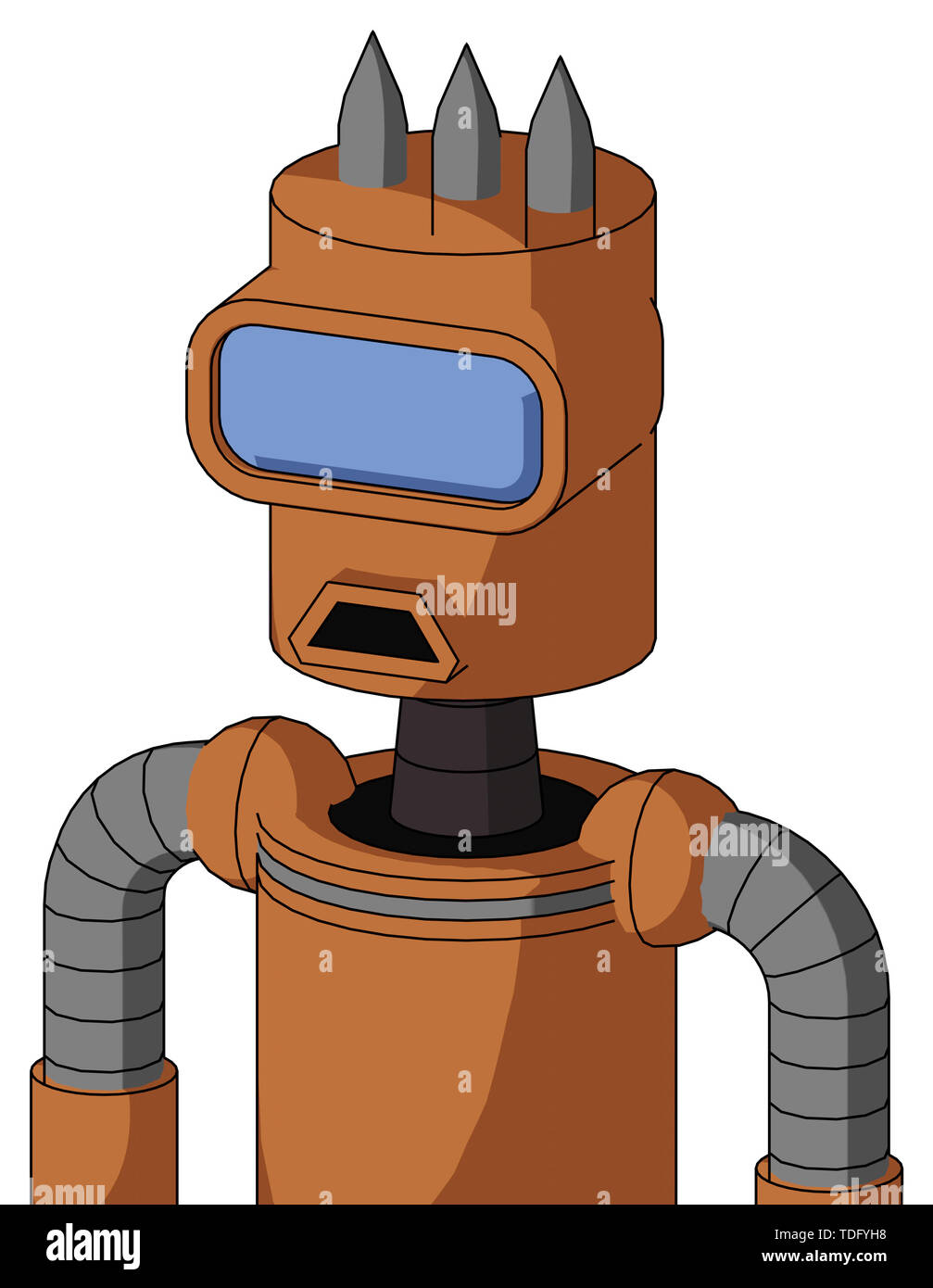 Portrait style orange droid with cylinder head and sad mouth and large ...