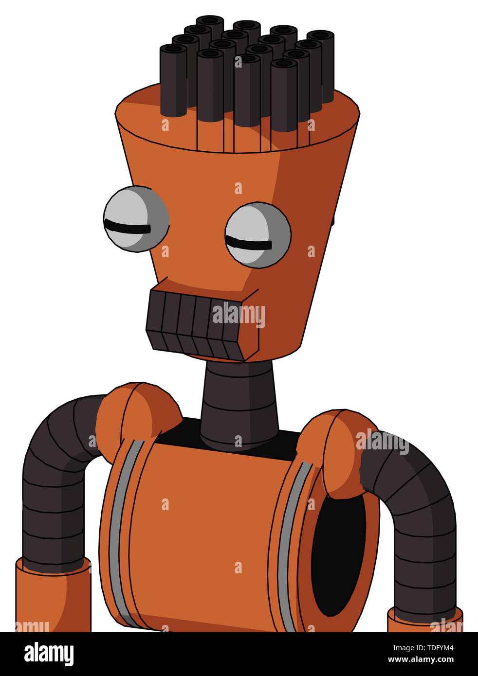 Portrait style orange mech with cylinder-conic head and dark tooth ...