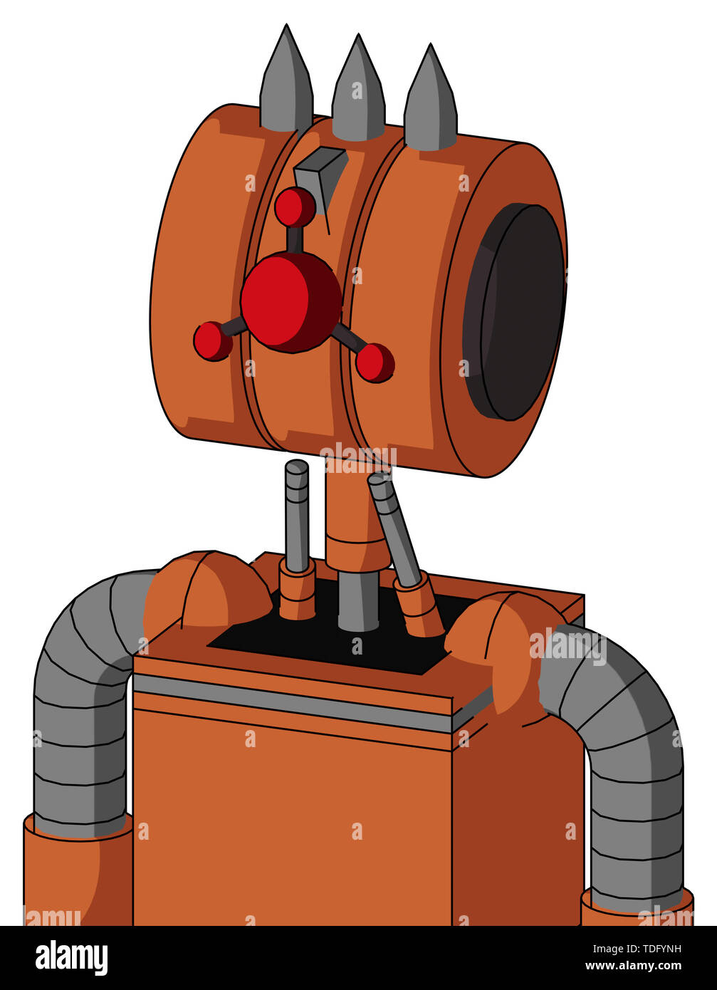 Portrait style orange mech with multi-toroid head and cyclops compound ...