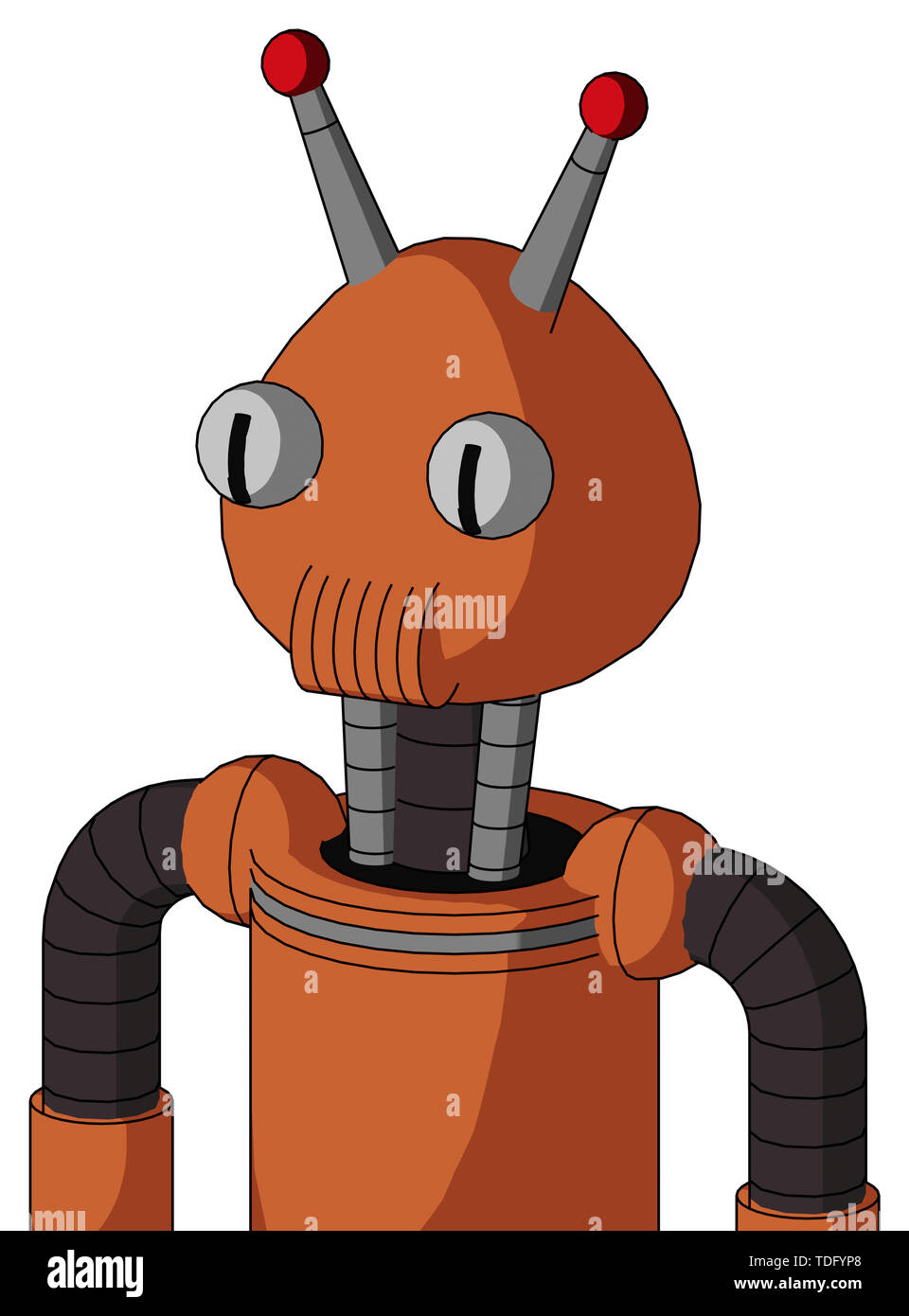 Portrait style orange mech with rounded head and speakers mouth and two ...