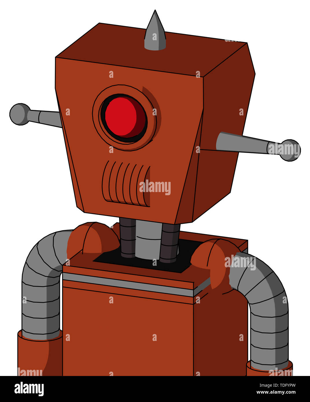 Portrait style orange robot with box head and speakers mouth and ...