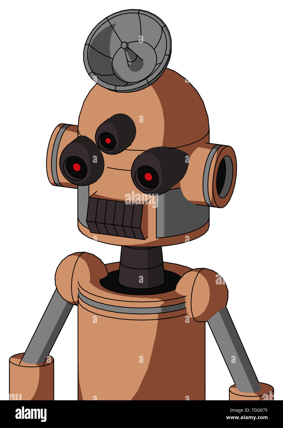 Portrait style peach robot with dome head and dark tooth mouth and ...