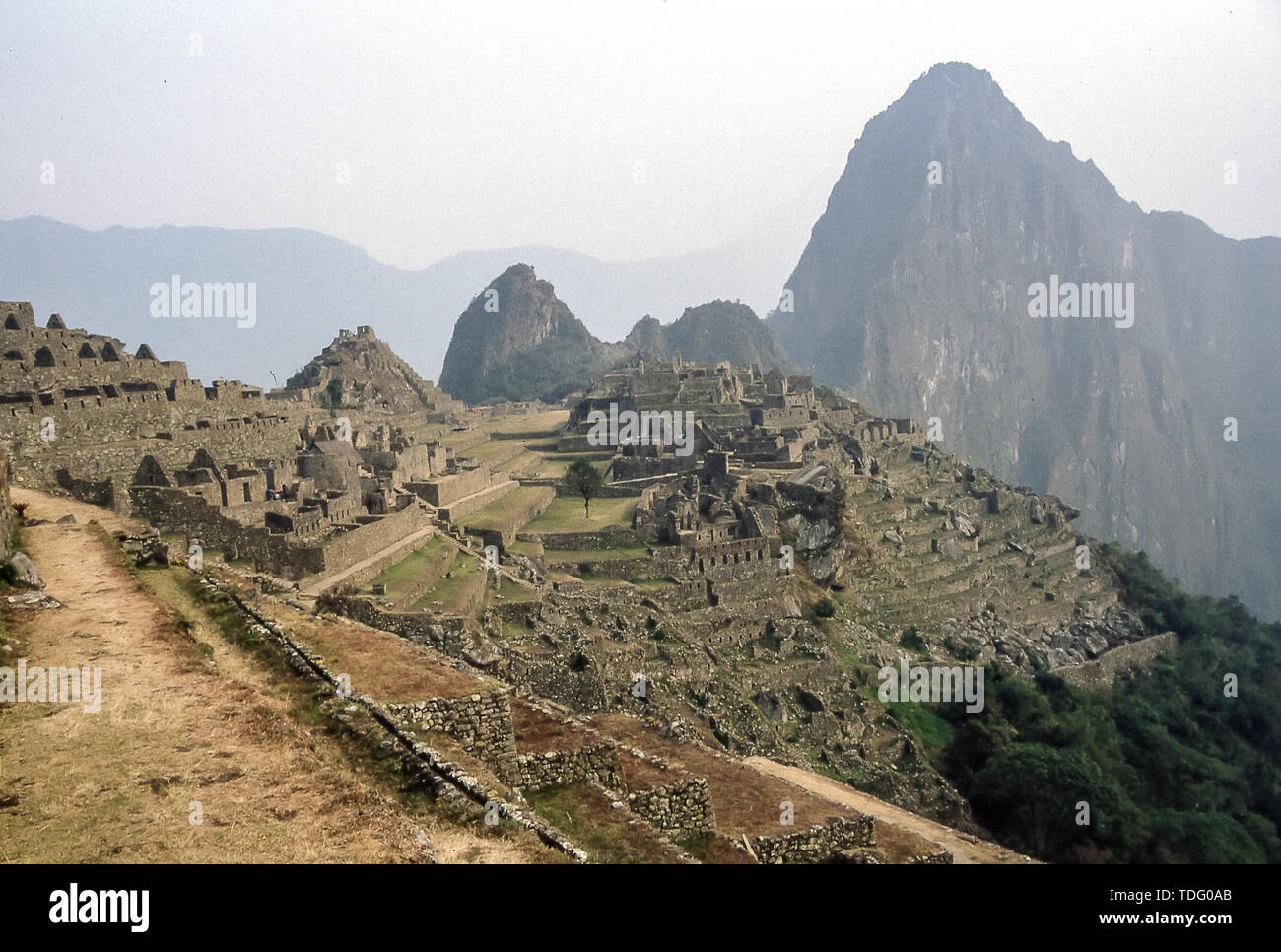 Panorama on Machu Picchu seen from Intipunku, the Sun gate Stock Photo ...