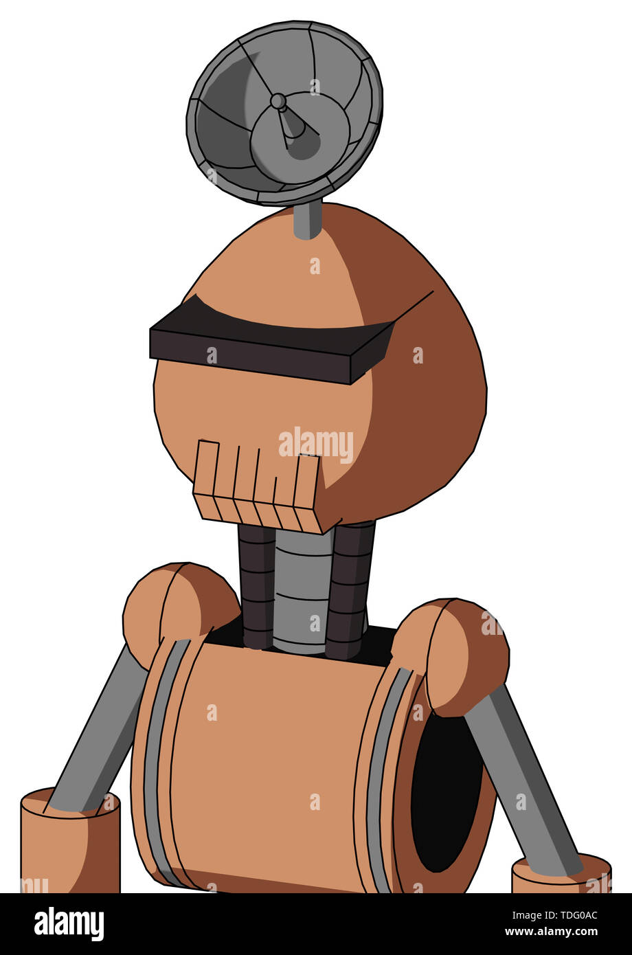 Portrait style peach robot with rounded head and toothy mouth and black ...