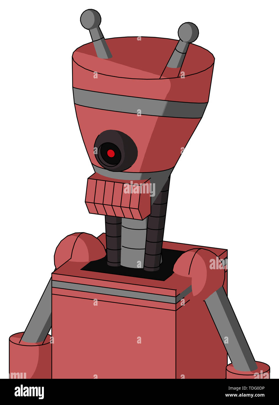 Portrait style pinkish mech with vase head and toothy mouth and black ...