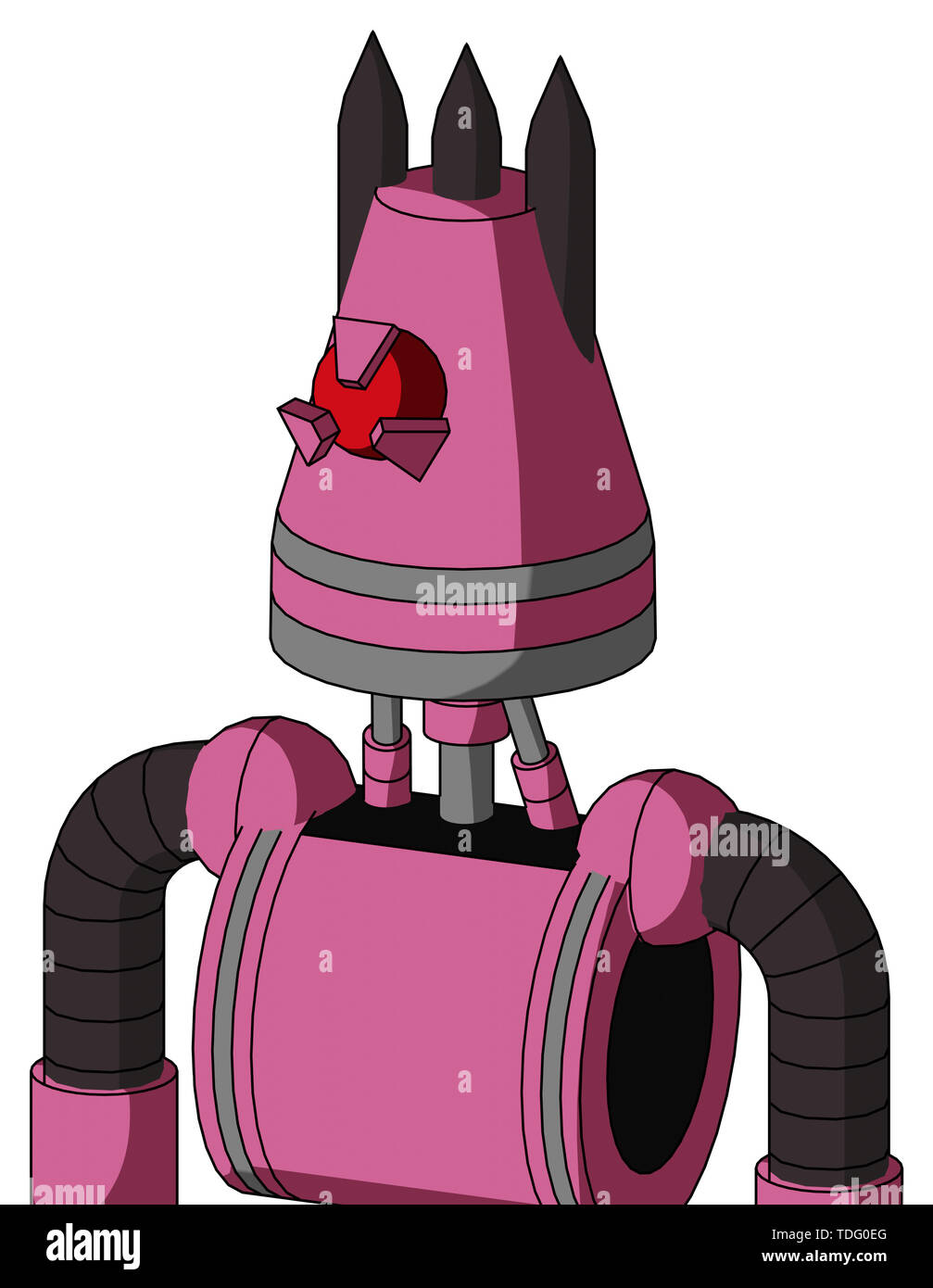 Portrait style pink robot with cone head and angry cyclops eye and ...