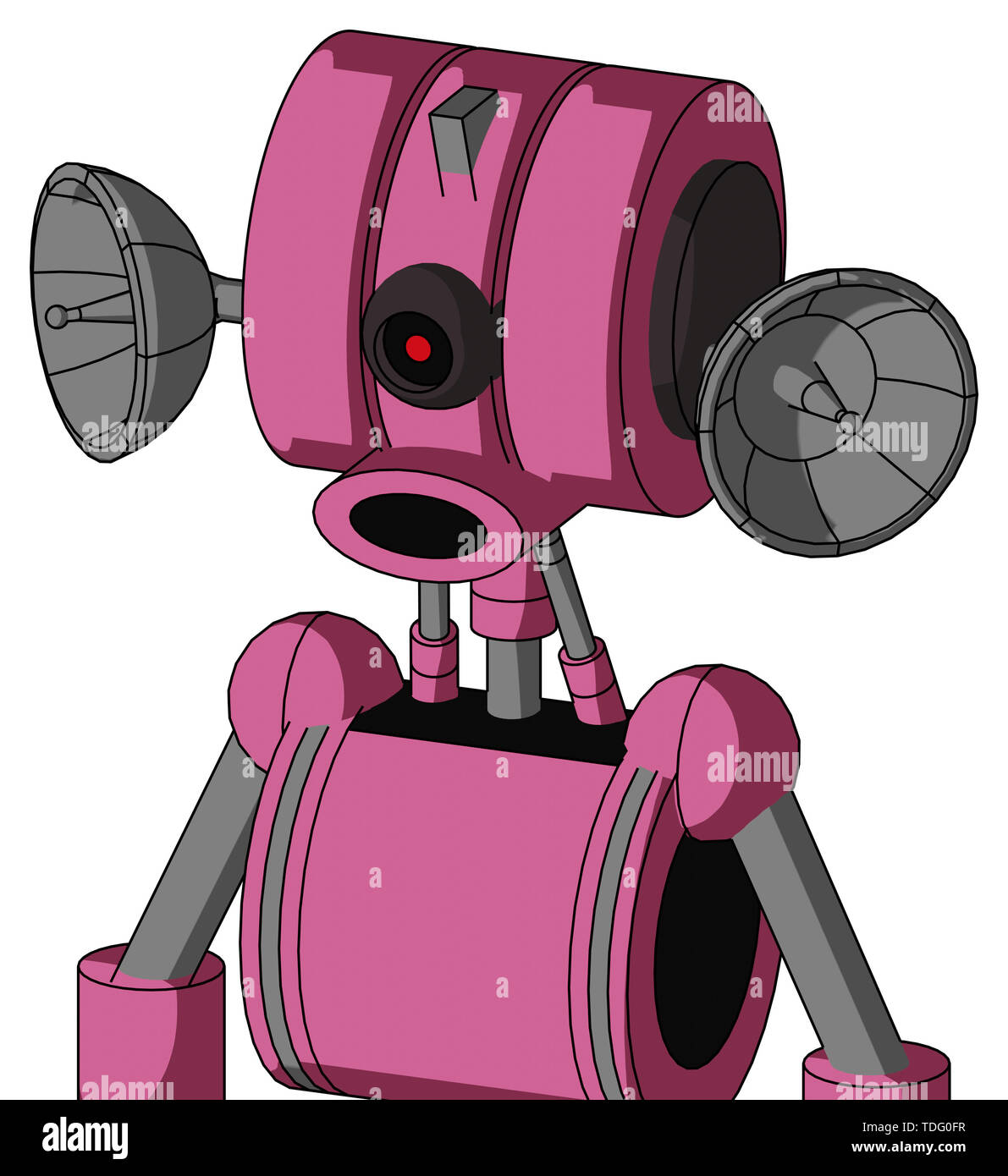 Portrait style pink robot with multi-toroid head and round mouth and ...