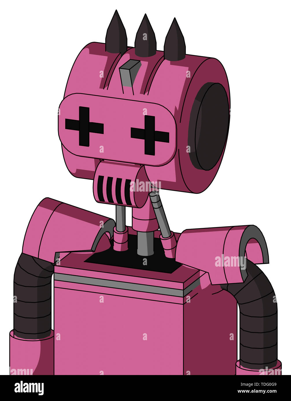 Portrait style pink robot with multi-toroid head and speakers mouth and ...