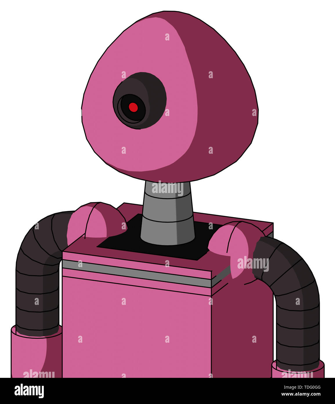 Portrait style pink robot with rounded head and black cyclops eye Stock ...