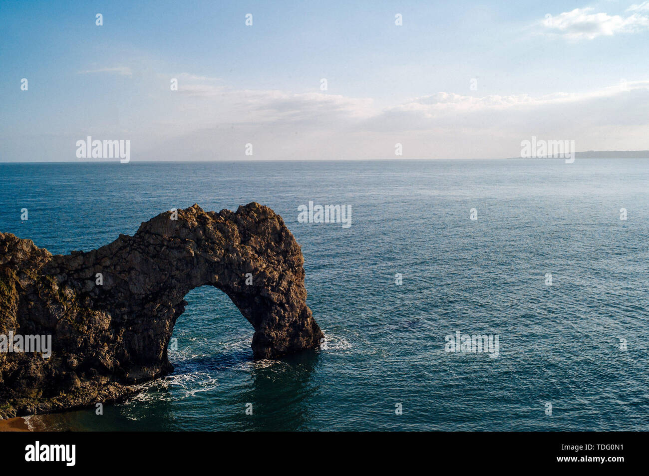 The limestone Durdle Door arch on the Jurrasic Coast in Dorset, England ...