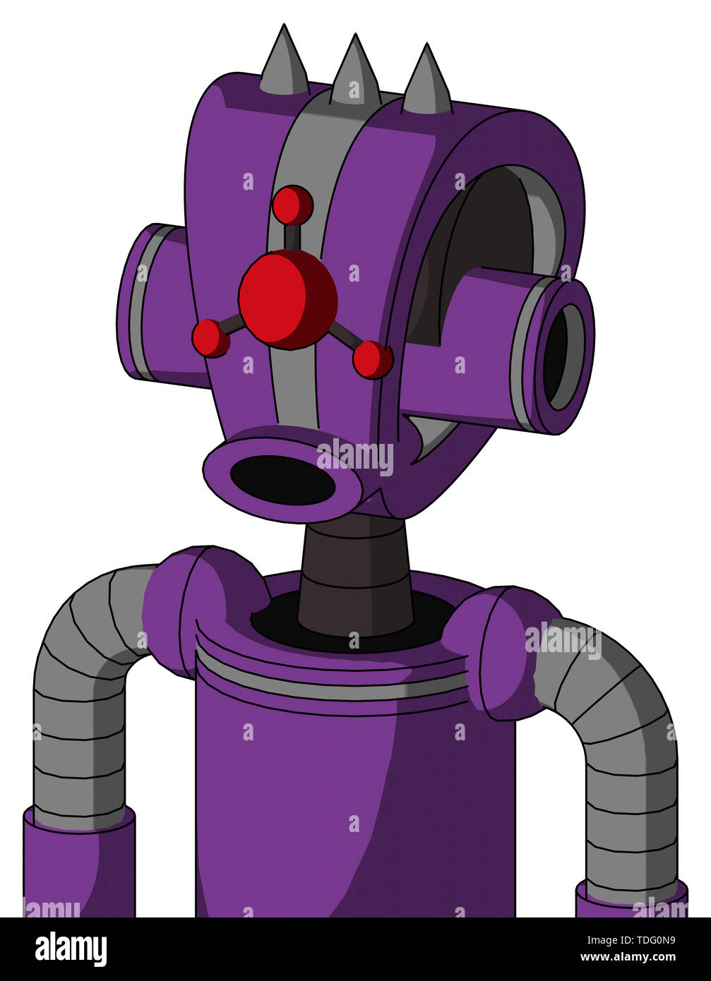 Portrait style purple automaton with droid head and round mouth and ...
