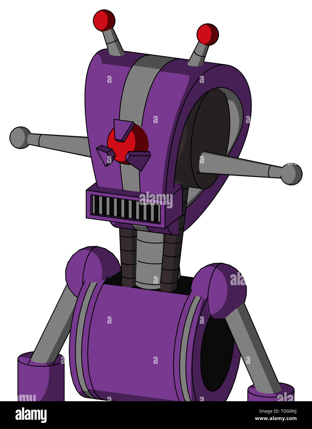 Portrait style purple automaton with droid head and square mouth and ...