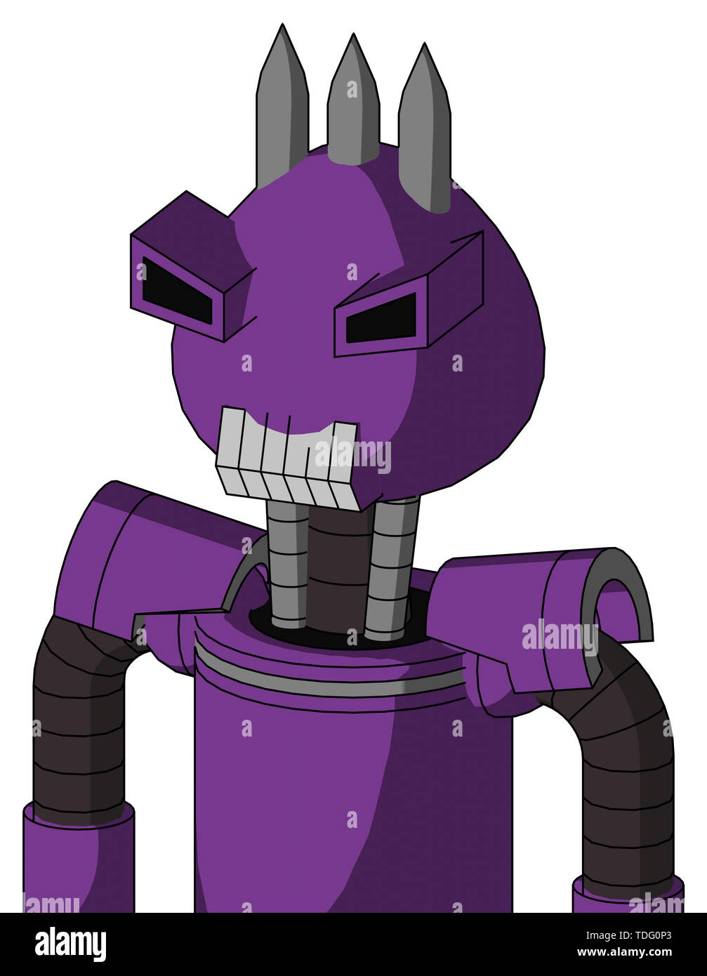 Portrait style purple automaton with rounded head and teeth mouth and ...