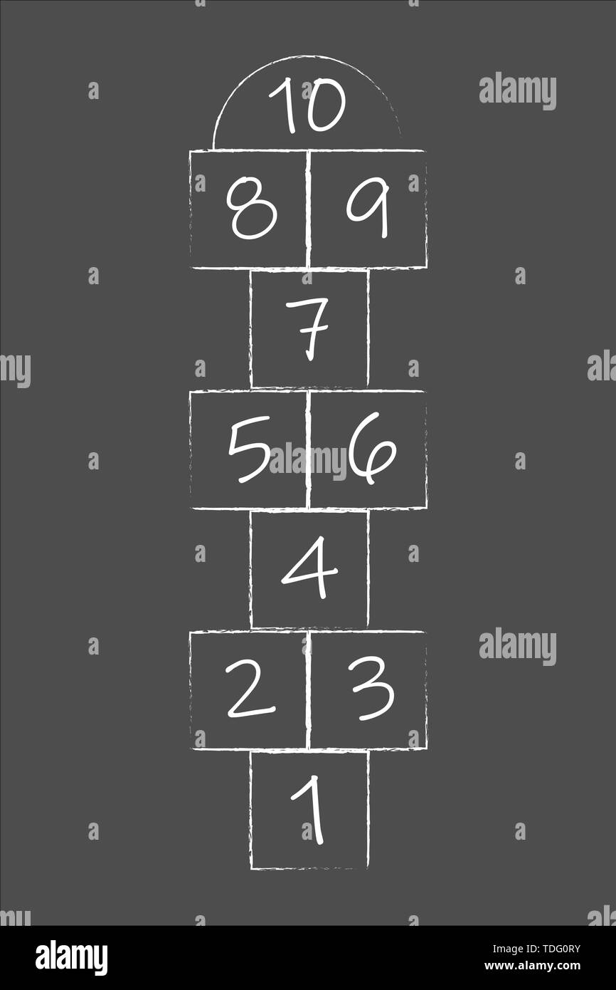 Children street game. playground with numbers. illustration with ...