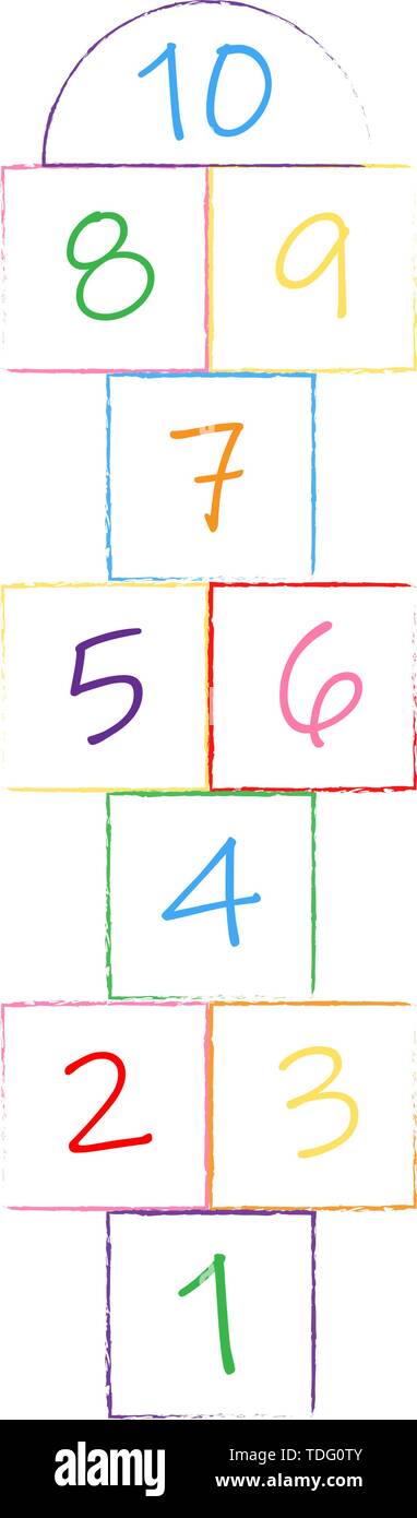 Children street game. playground with numbers. illustration with ...